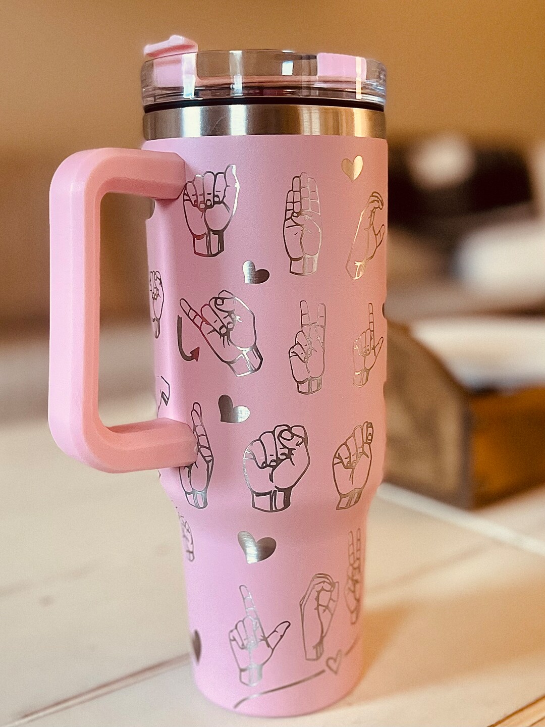 American Sign Language ASL Laser Engraved Wrap on Your Choice of a 40oz ...