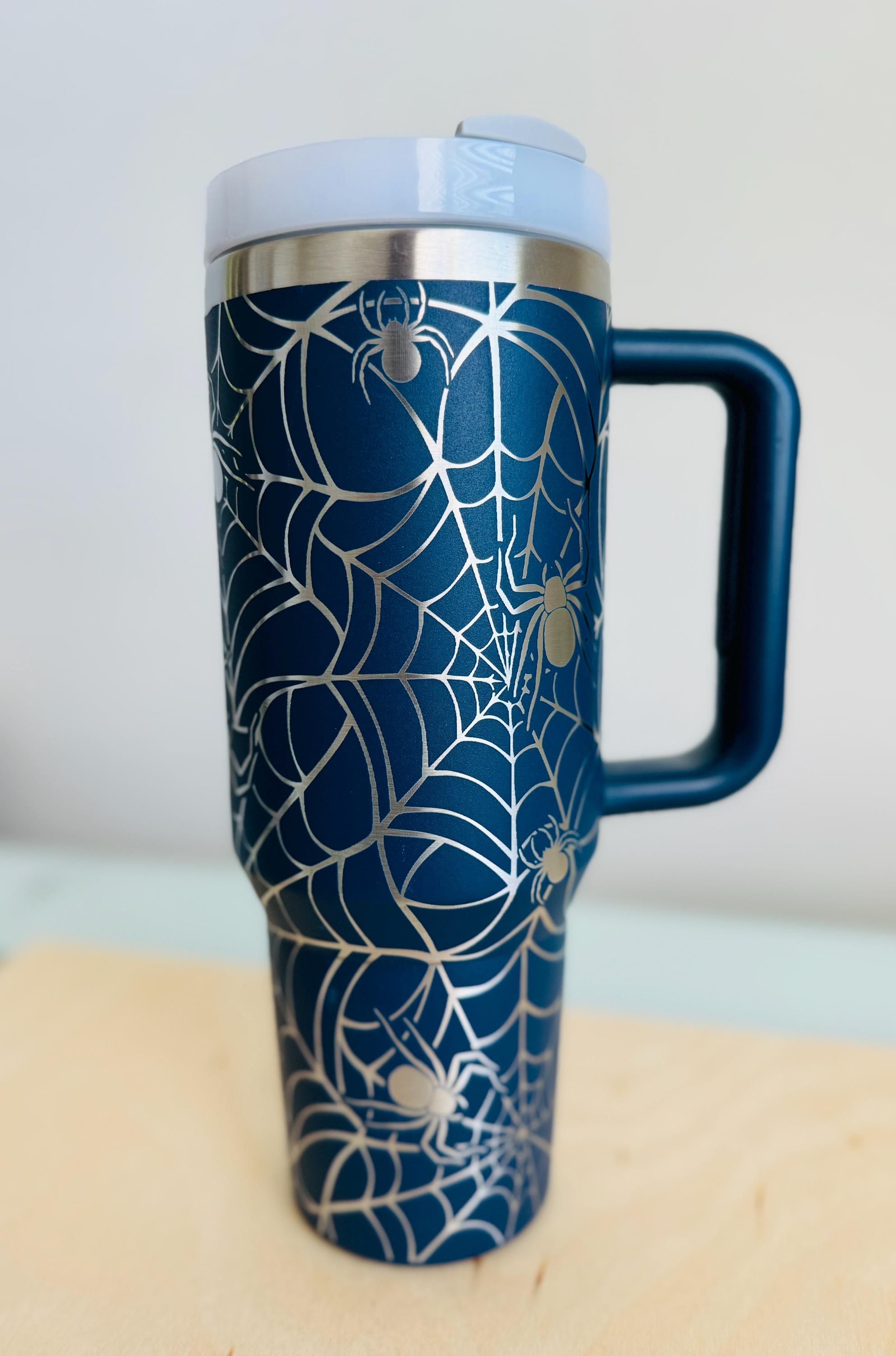 Spooky Seamless Spider Web Full of Spiders Laser Engraved on a 40oz ...