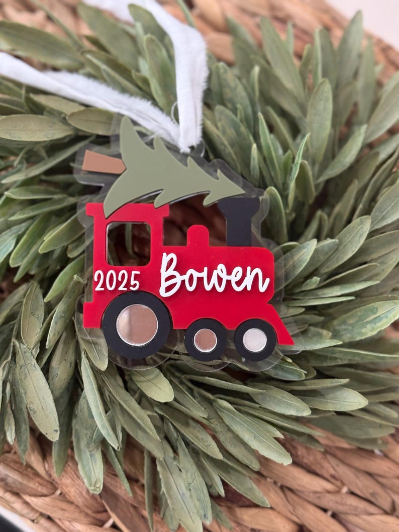 Personalized Train Ornament SVG, Christmas SVG, Christmas Train Laser ...