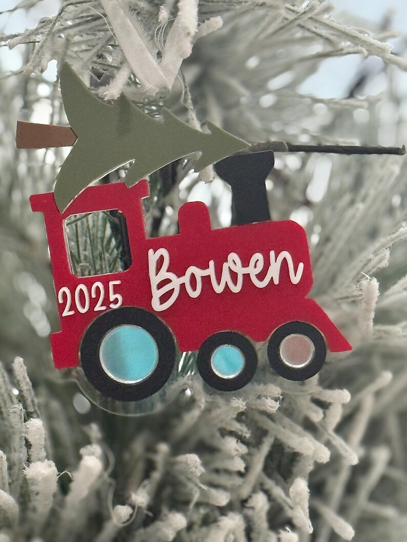 Personalized Train Ornament SVG, Christmas SVG, Christmas Train Laser ...