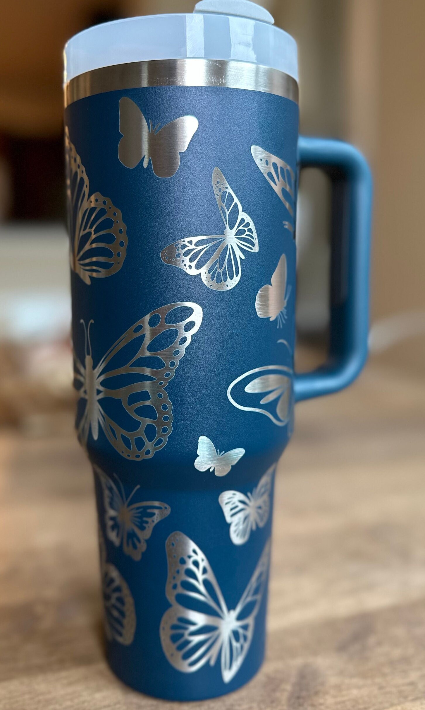 Butterfly Wrap Laser Engraved on 40oz Tumbler. Spring, Custom Cups ...