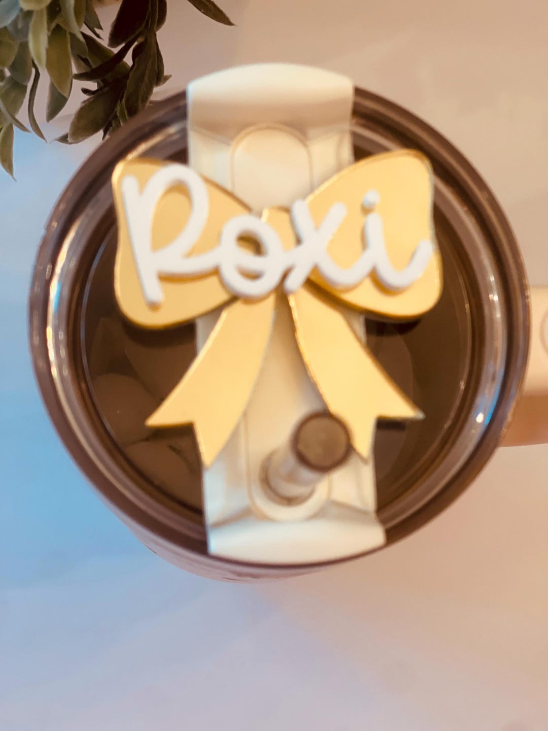 40 Oz Personalized Bow Stanley Topper, Acrylic Bow Tumbler Topper ...