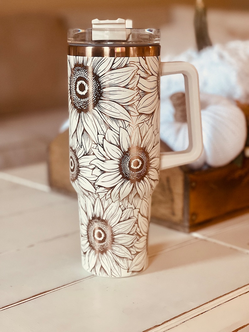 Sunflower Laser Engraved on 40oz or 30oz Tumbler. Personalized for Free ...