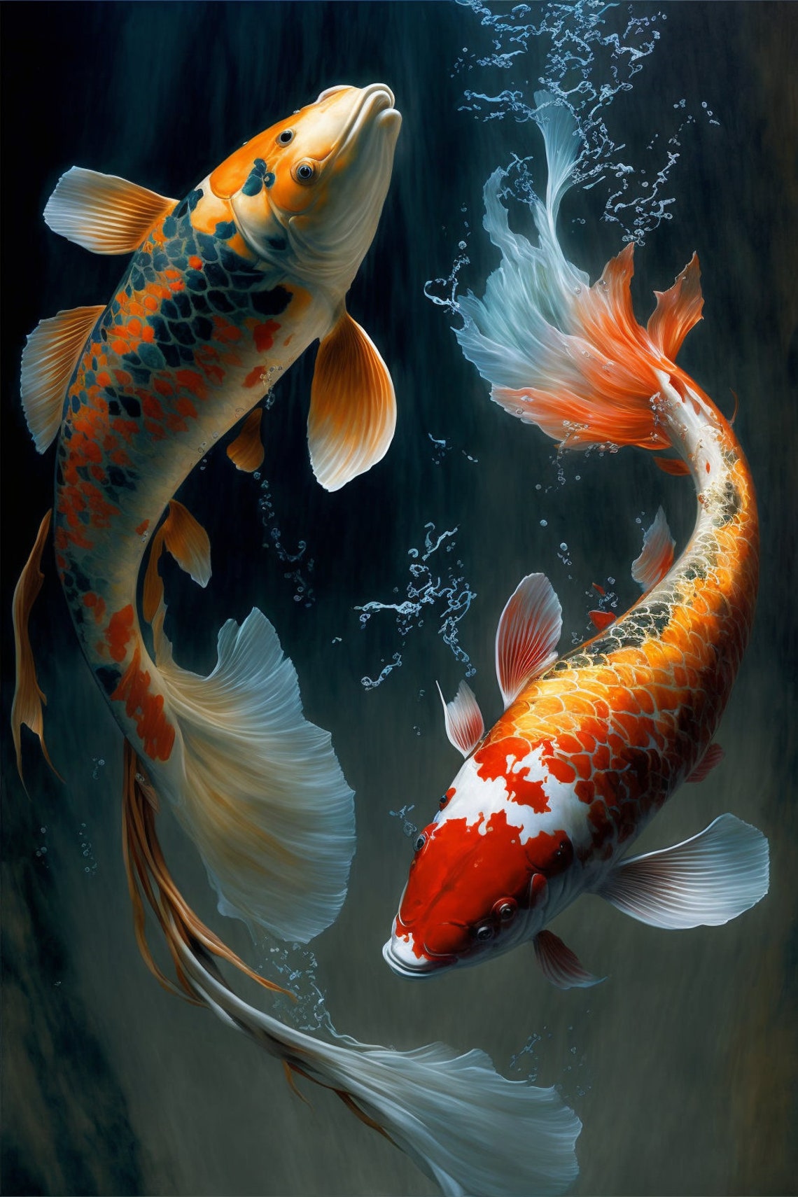 Set of 3 Koi Fish Wall Art Prints - Etsy