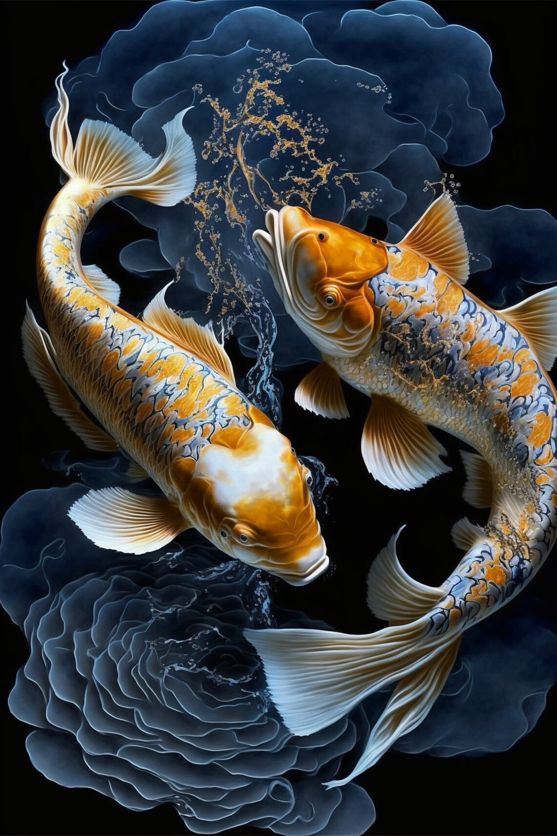 Set of 3 Koi Fish Wall Art Prints - Etsy