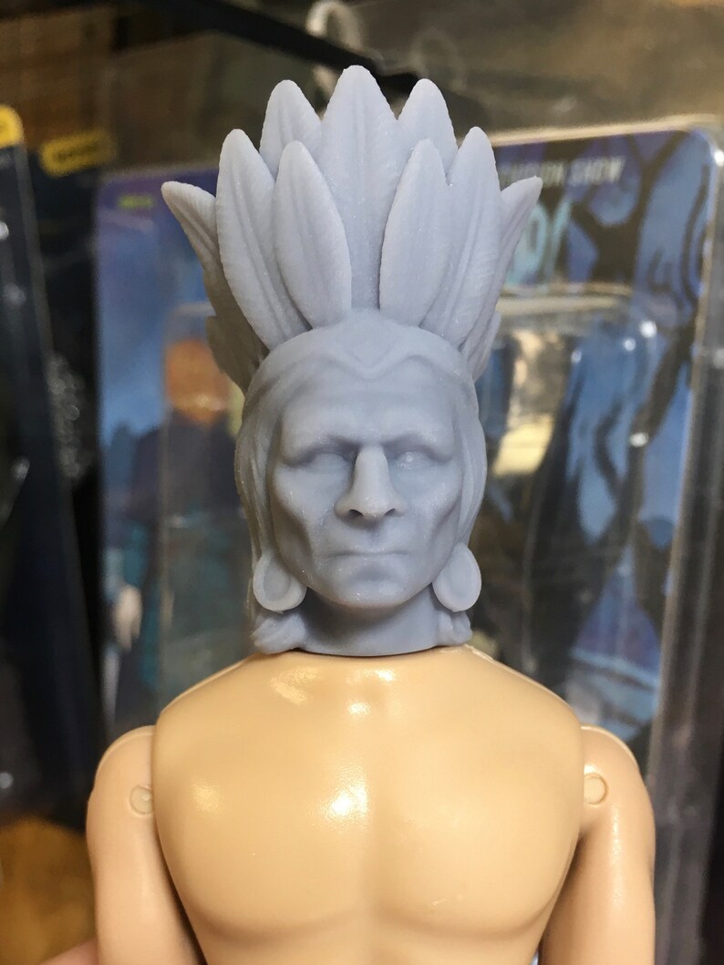 Chief Woodenhead Custom 3D Printed Head for 1/9th Scale (aka 8 Inch ...