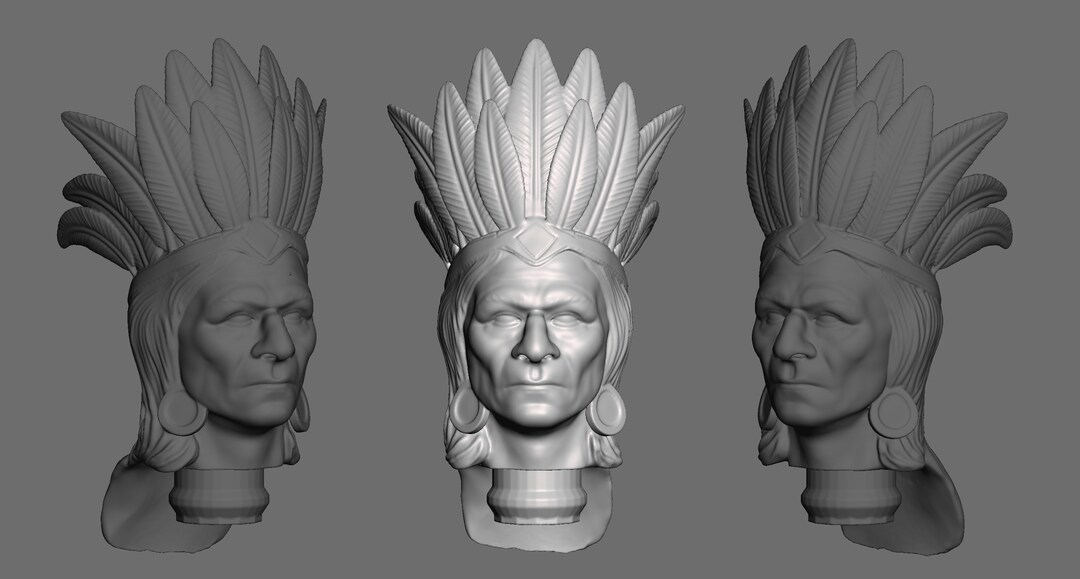 Chief Woodenhead Custom 3D Printed Head for 1/9th Scale (aka 8 Inch ...