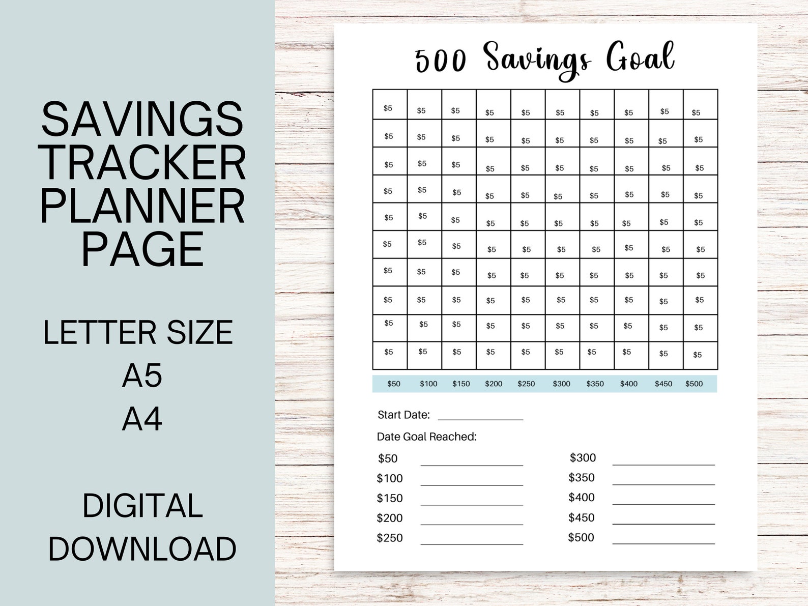 Savings Tracker Printable, Savings Tracker PDF, Savings Printable ...