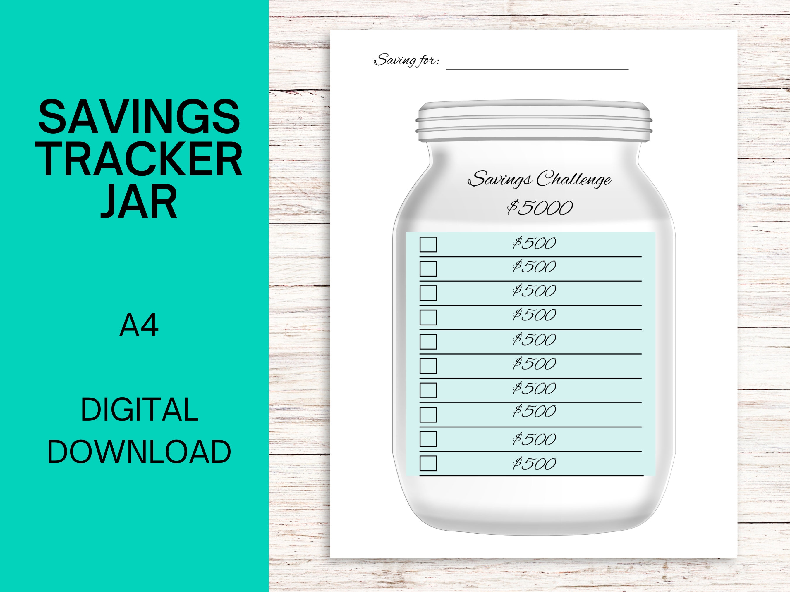 Savings Jar Tracker Printable, Savings Challenge, Savings Tracker Printable, Cute Savings Jar ...