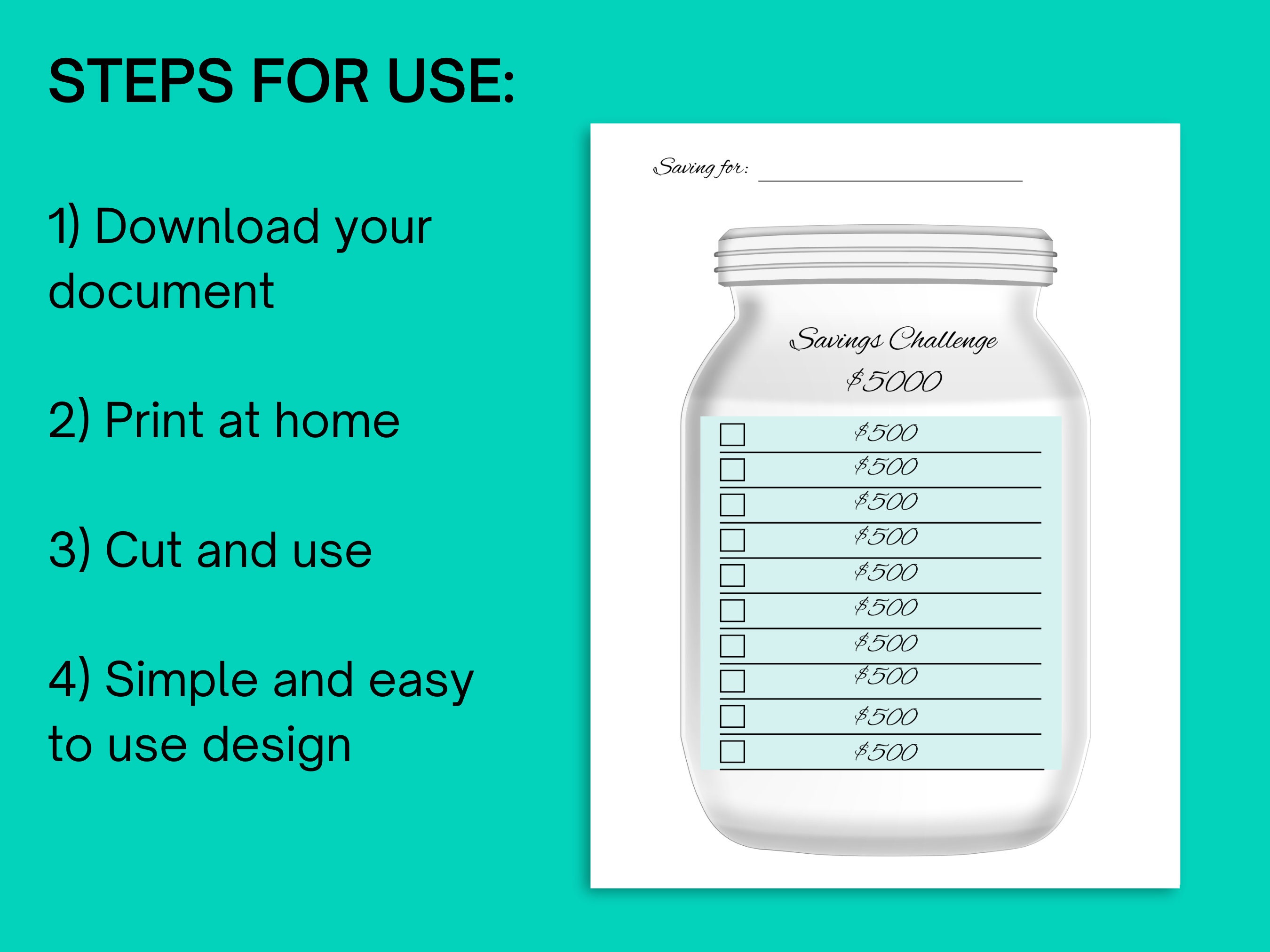 Savings Jar Tracker Printable, Savings Challenge, Savings Tracker ...