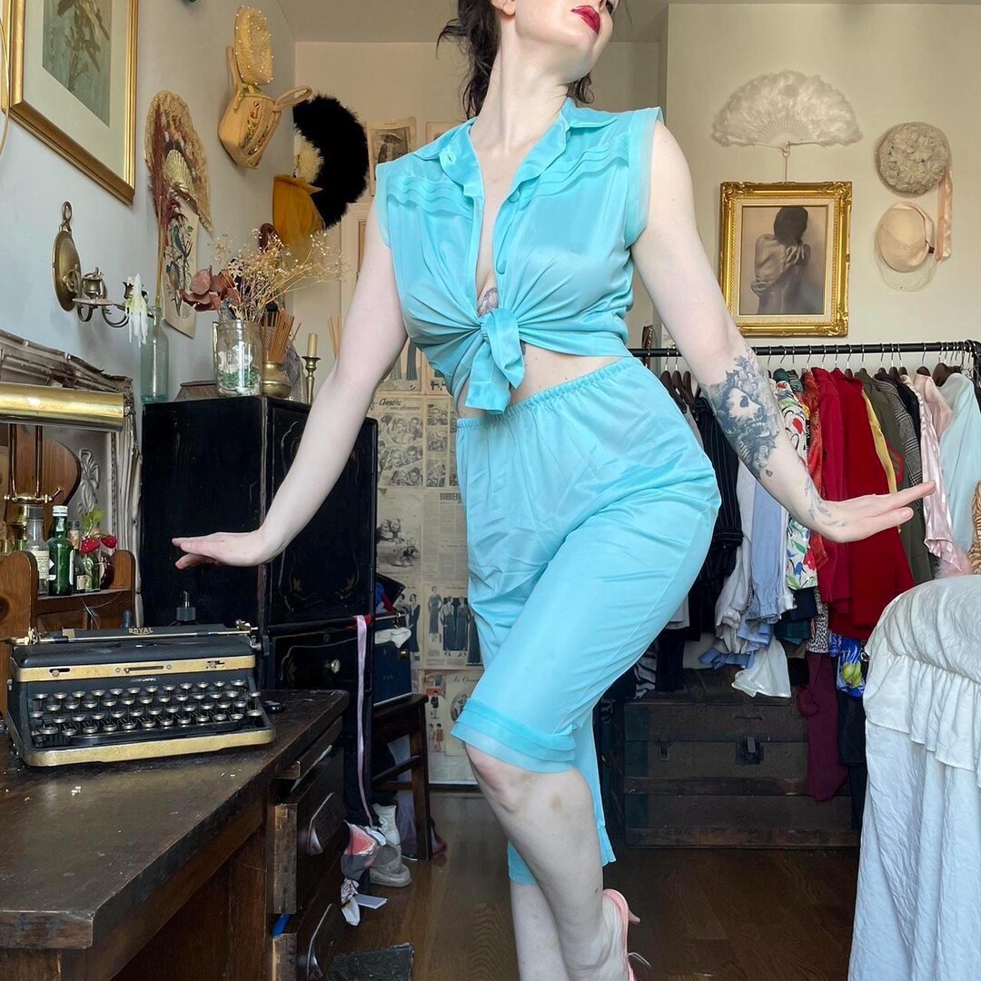 Vintage 50s 60s Pajama Set, Retro Pedal 2 Piece Pinup Style Pjs ...