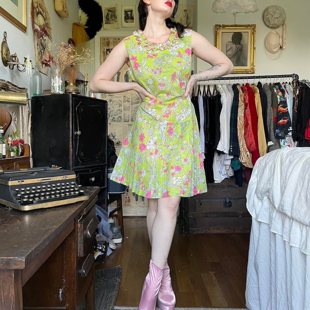 Vintage 60s Mod Mini Dress, Spring Floral Dropwaist Shift Dress, 1960s ...