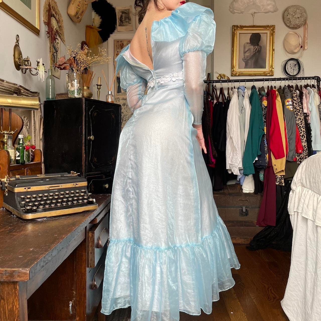 Vintage 70s Princess Gown Maxi Dress, Cinderella Blue, Prairie Dress ...