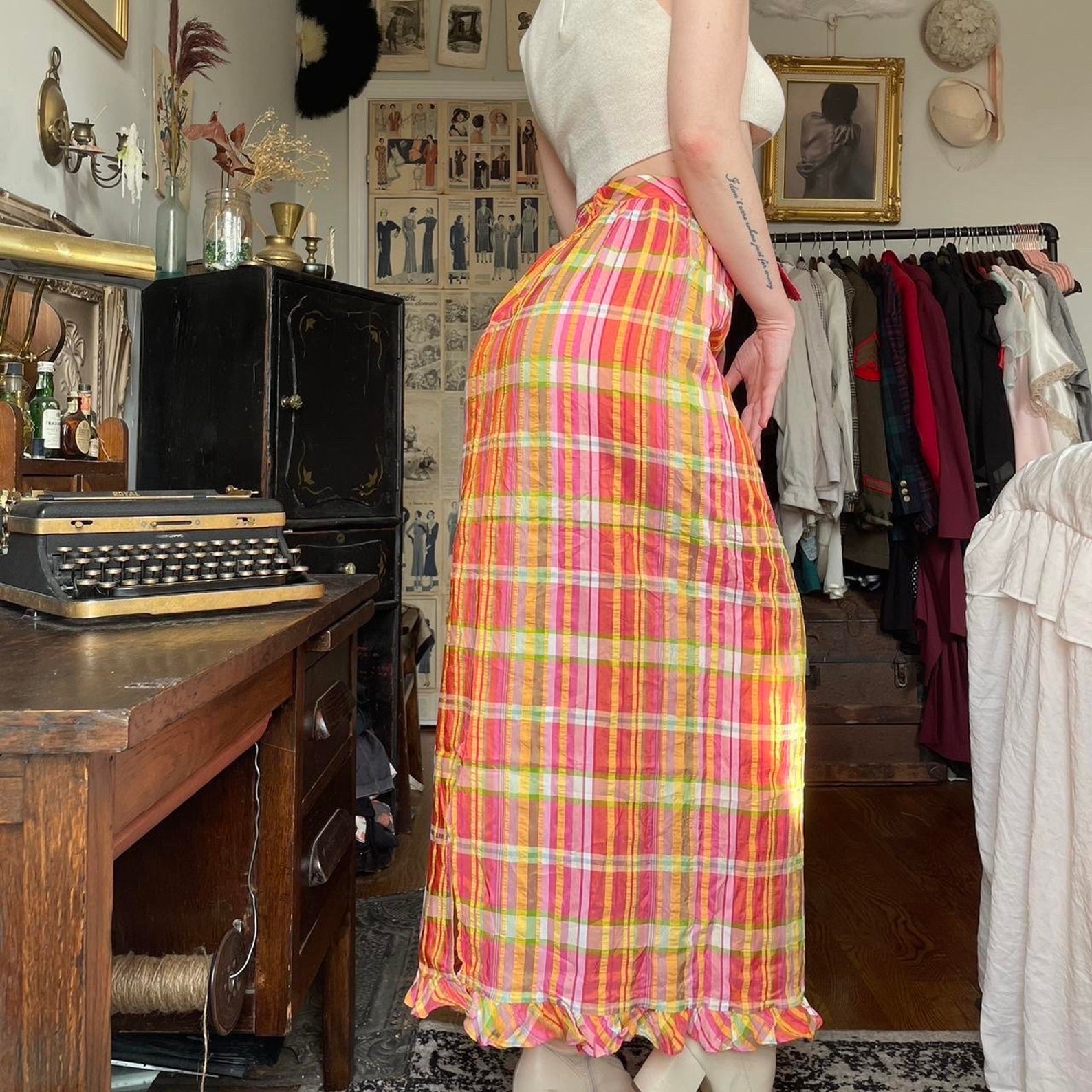 Vintage 60s Mod Maxi Skirt, 1960s Retro Summer Plaid Sears Jr. High ...