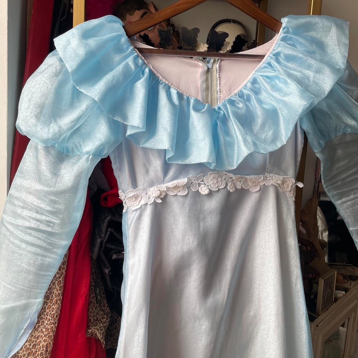 Vintage 70s Princess Gown Maxi Dress, Cinderella Blue, Prairie Dress ...