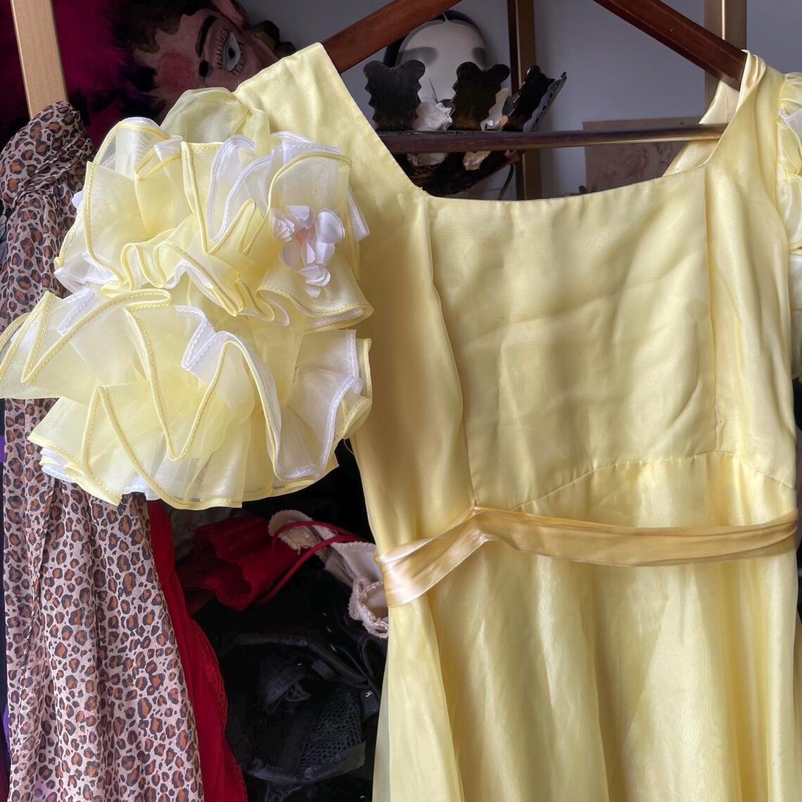 Vintage 70s 80s Princess Gown Prom Dress, Yellow Organza Chiffon ...