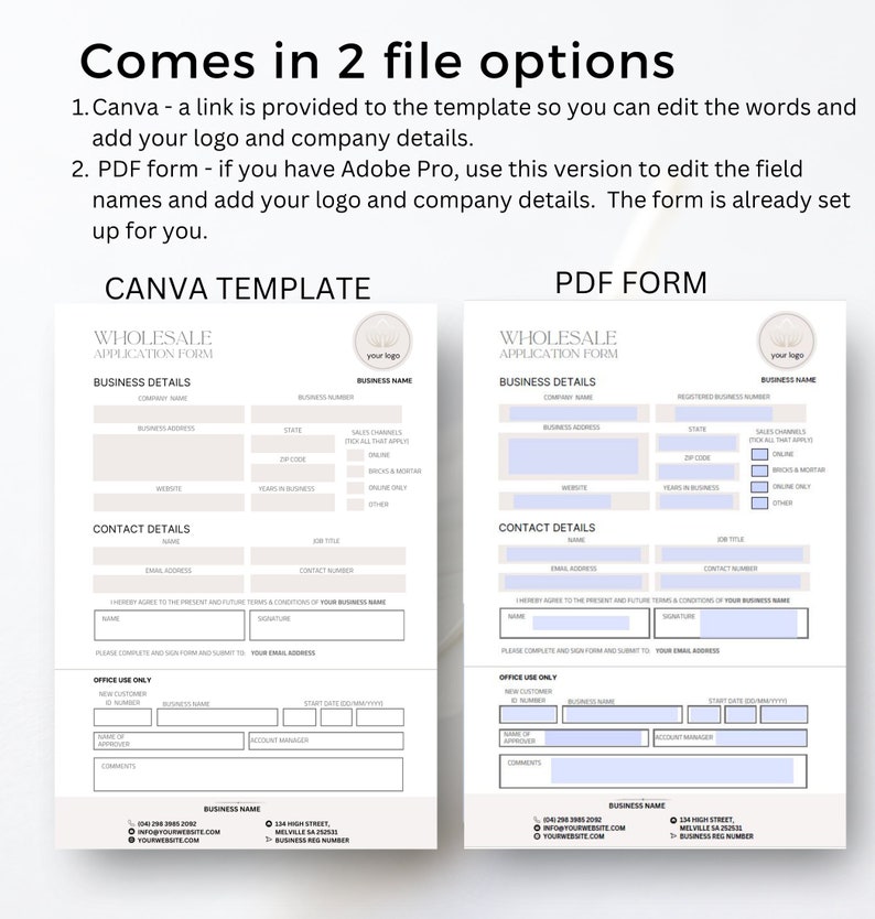 Wholesale Customer Application Registration Form | Printable | Canva ...