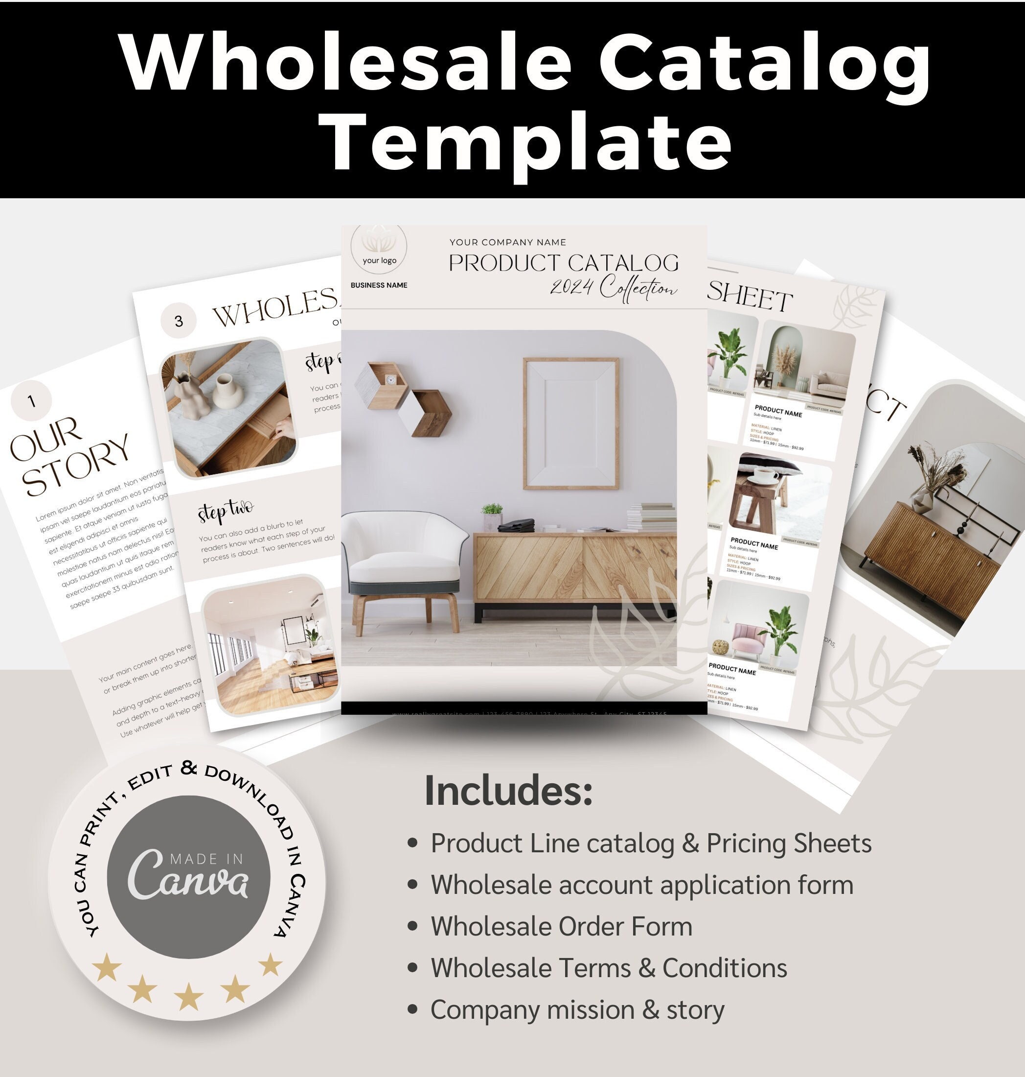 Wholesale Catalog Template | Wholesale Price List | Instant Download ...