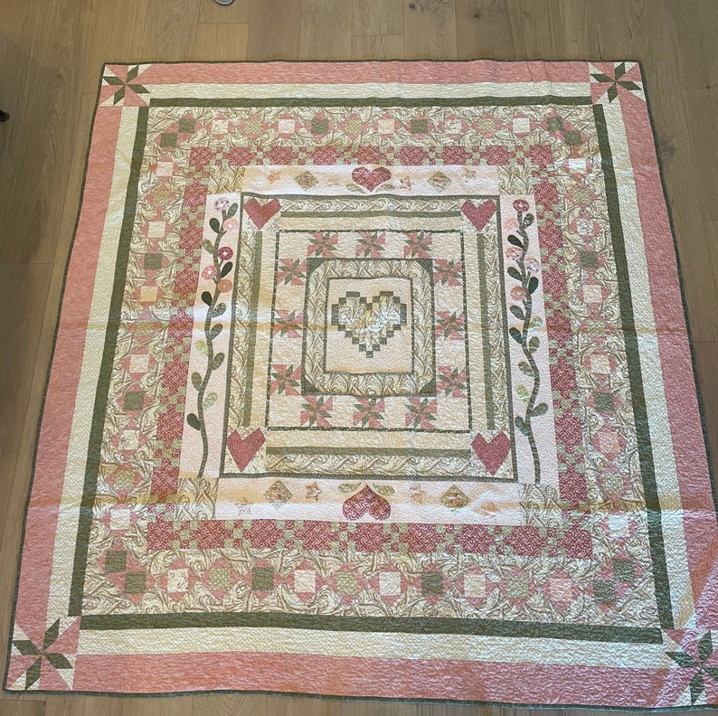 Pink Heart Vintage Quilt - Etsy