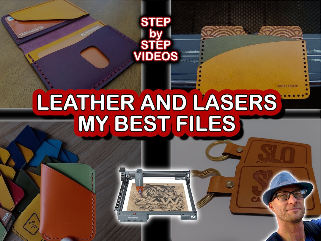 Leather and Lasers Pack - 4 Unique Wallets, Keychains (lighburn, SVG ...