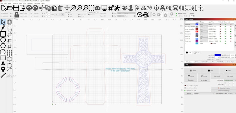 Lightburn Ready Celtic Cross for Laser Engravers (lightburn, SVG, DXF ...