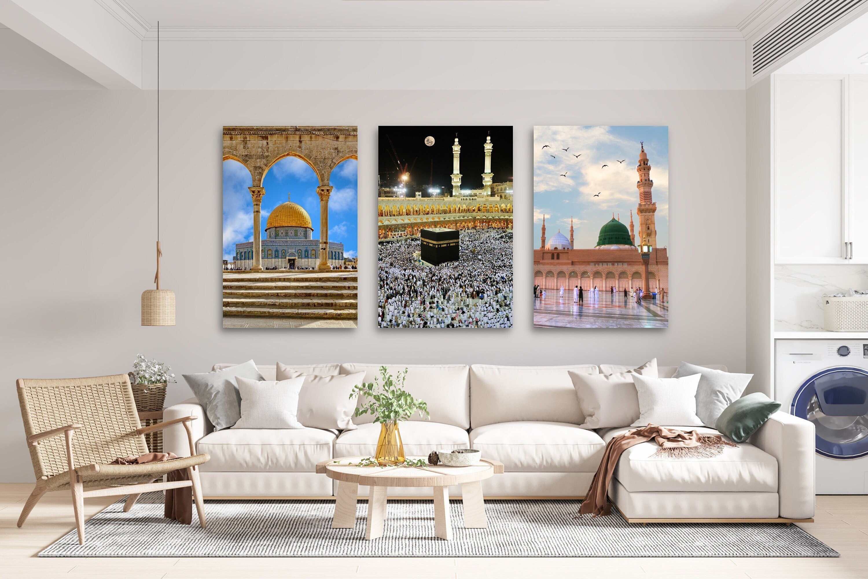 Three Holy Mosques Islamic Wall Art, Set of 3 Islamic Canvas Print ...