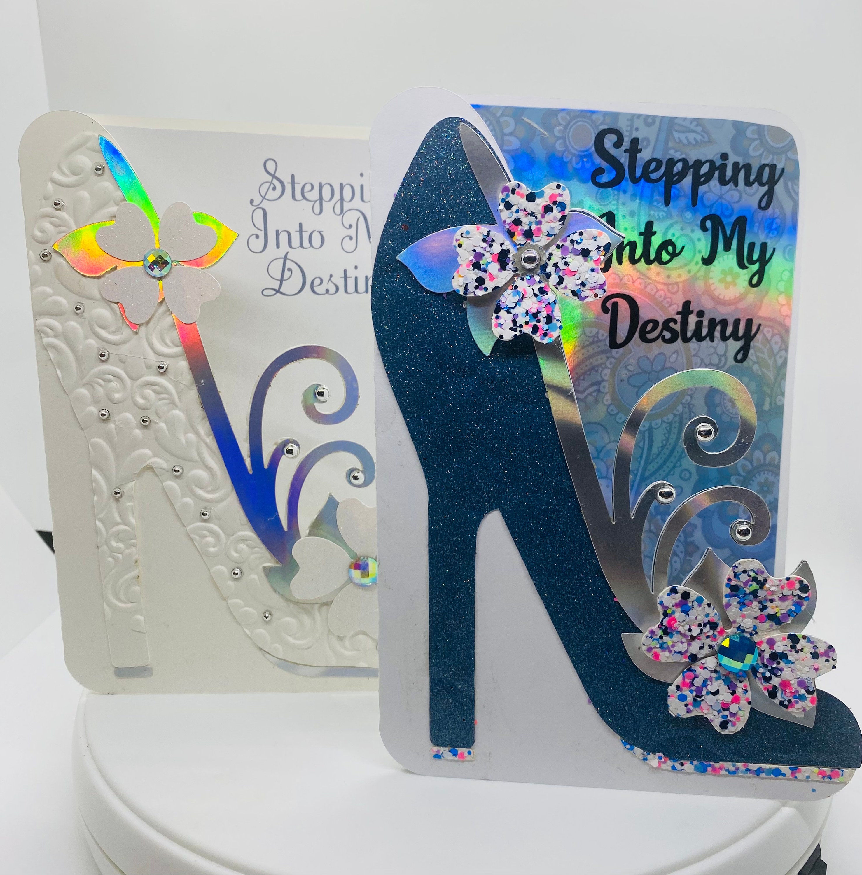 Elegant Stiletto Shoe Card With Embellishments, Inside Says, "stepping ...