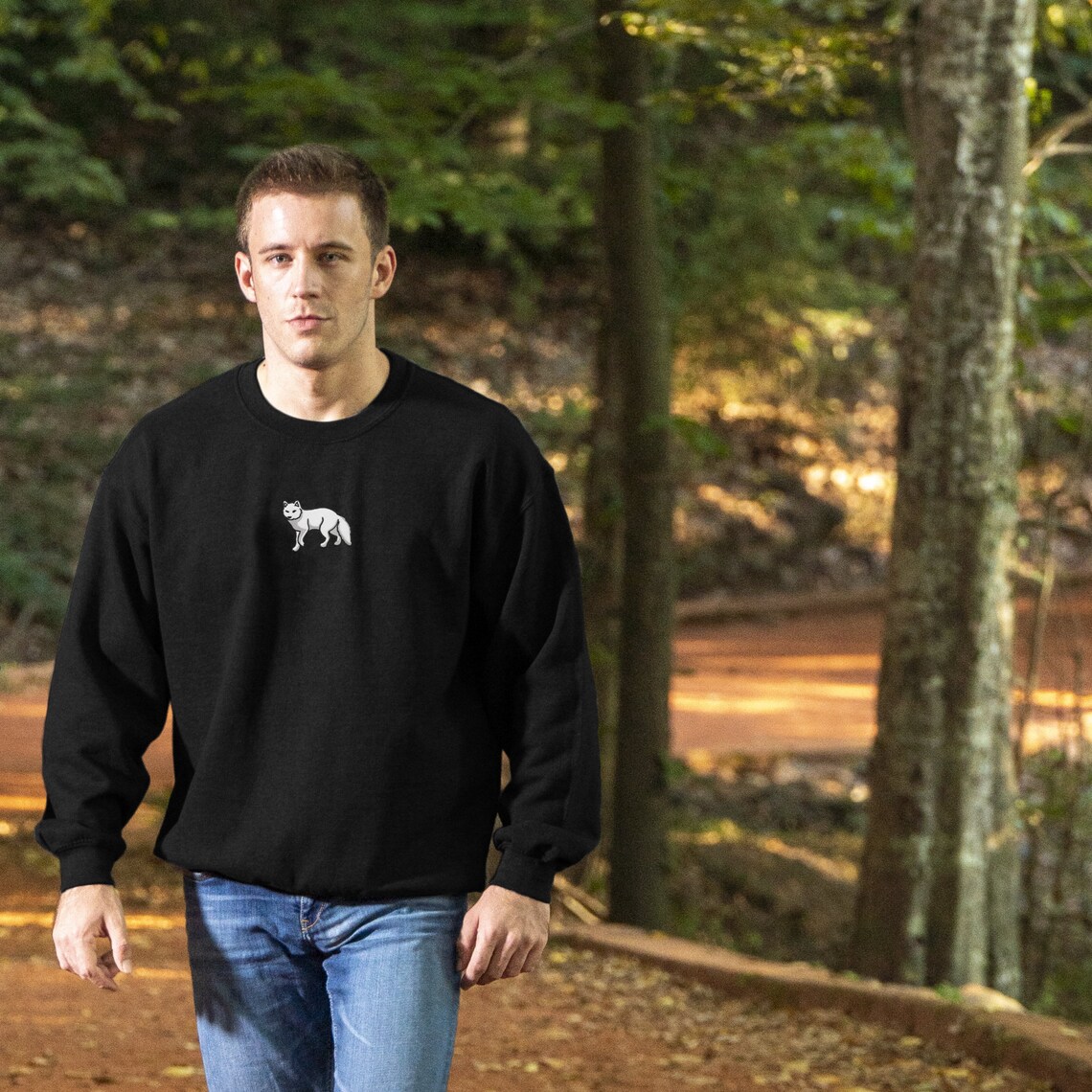 Men's Embroidered Sweatshirt Arctic Fox - Etsy