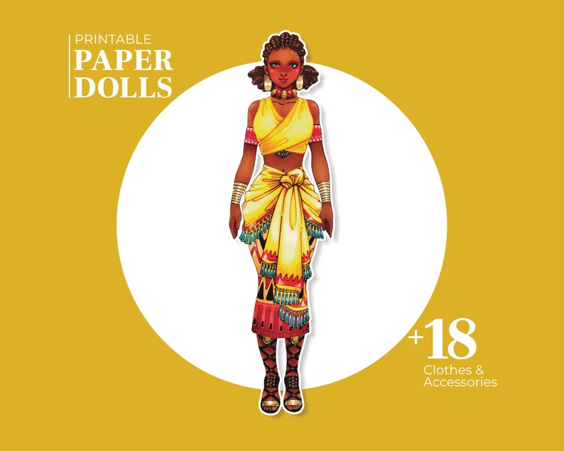 Printable Paper Doll Set With 18 Clothes and Accessories in Tabbed ...
