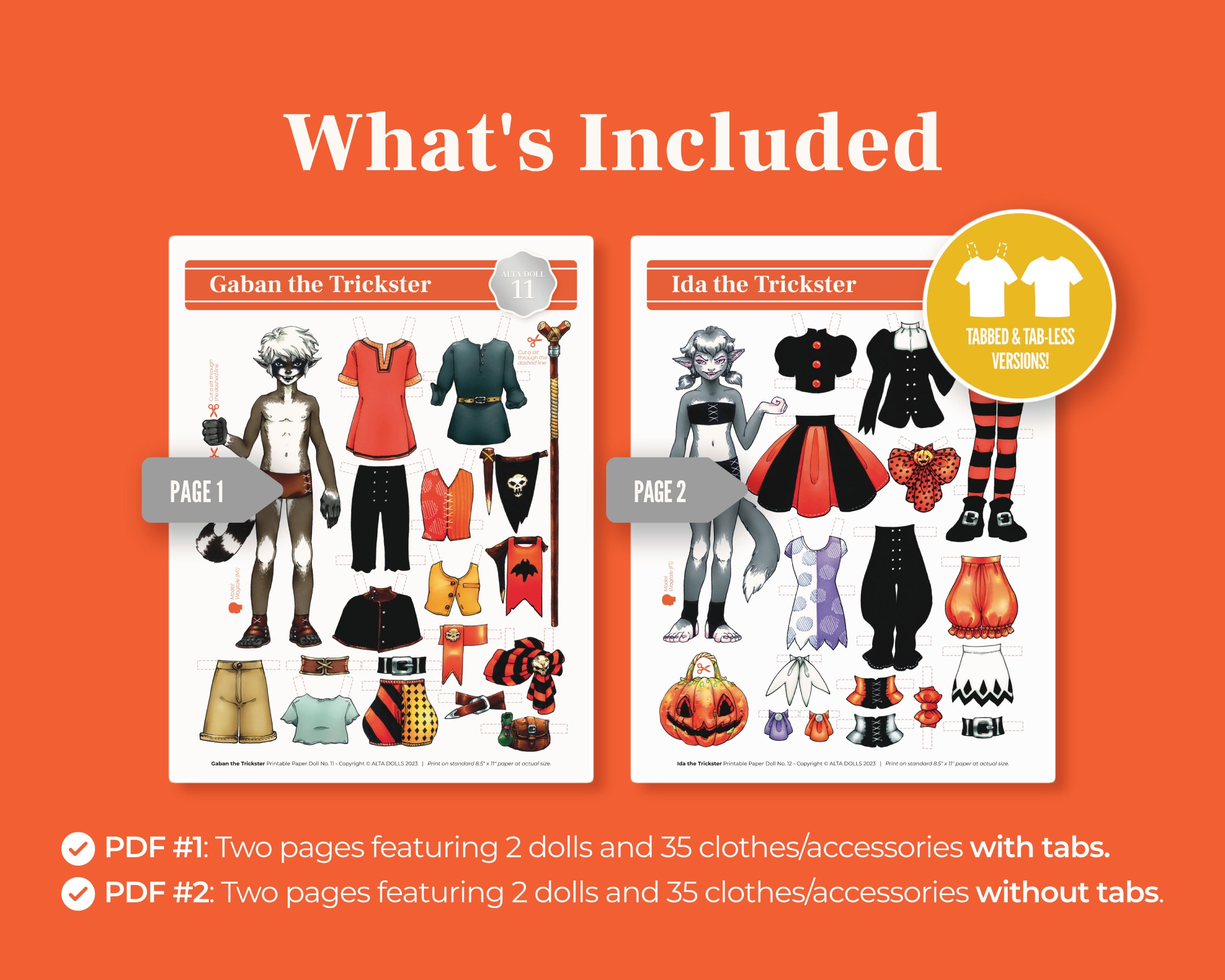 Printable Paper Doll Set With 35 Clothes and Accessories in Tabbed ...