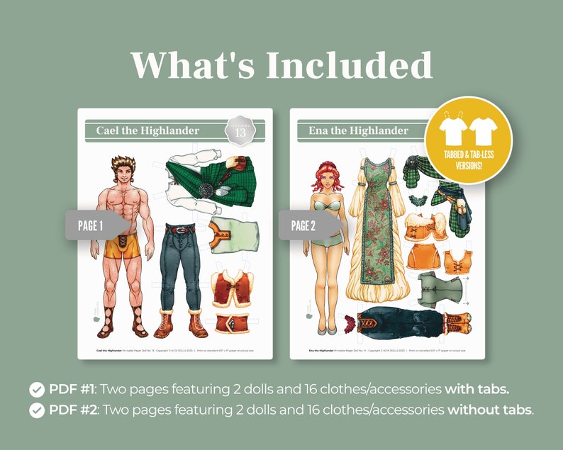 Cael and Ena Printable Paper Dolls With 16 Clothes and Accessories in ...