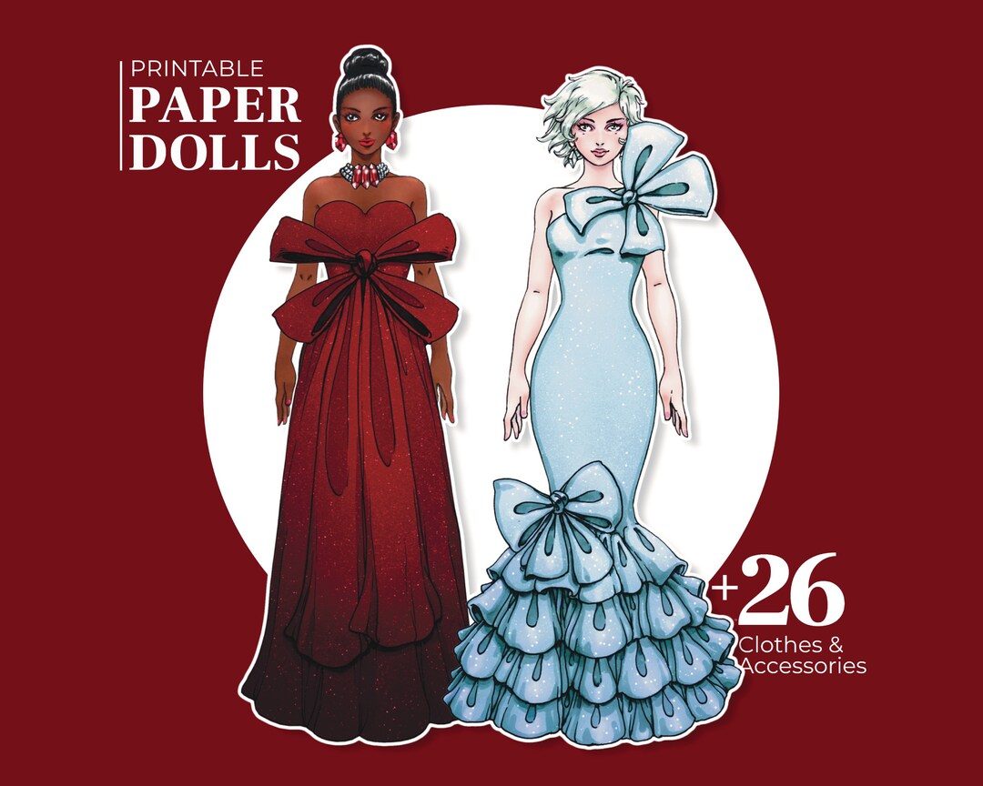 Printable Paper Doll Set With 26 Clothes and Accessories in Tabbed ...