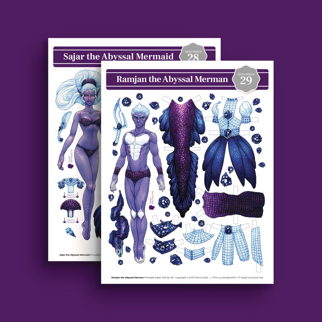 Printable Dress-up Paper Doll With 24 Clothes/items in Tabbed & Tab ...