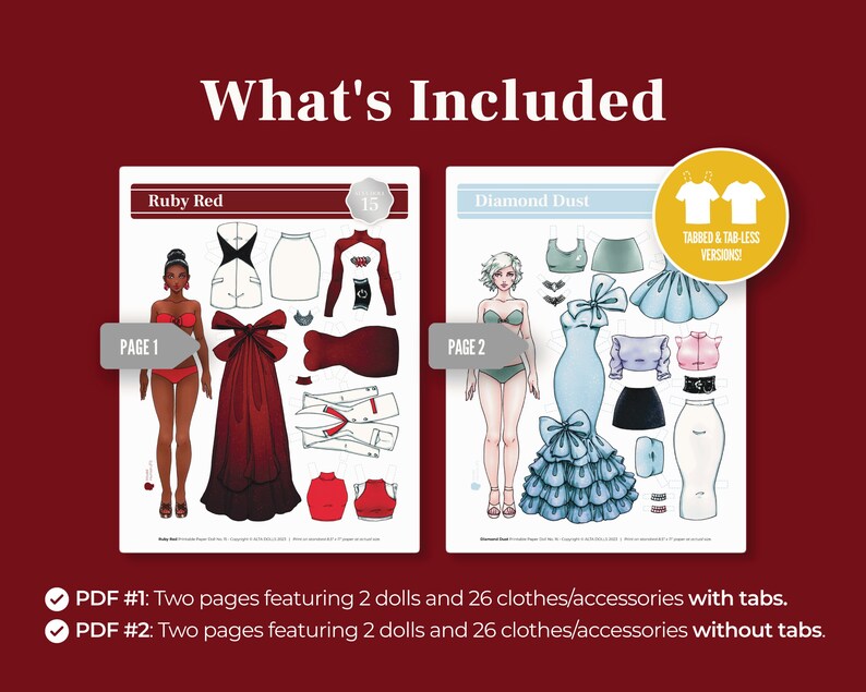 Printable Paper Doll Set With 26 Clothes and Accessories in Tabbed ...