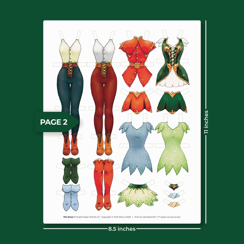 Muse Printable Dress-up Paper Doll Set With 23 Clothes/items in Tabbed ...