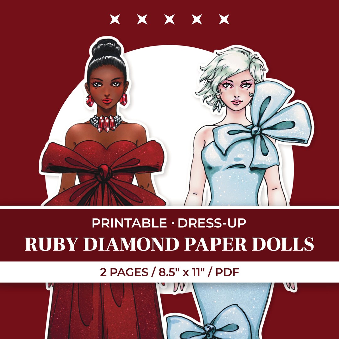 Printable Dress-up Paper Doll Set With 26 Clothes/items in Tabbed & Tab ...