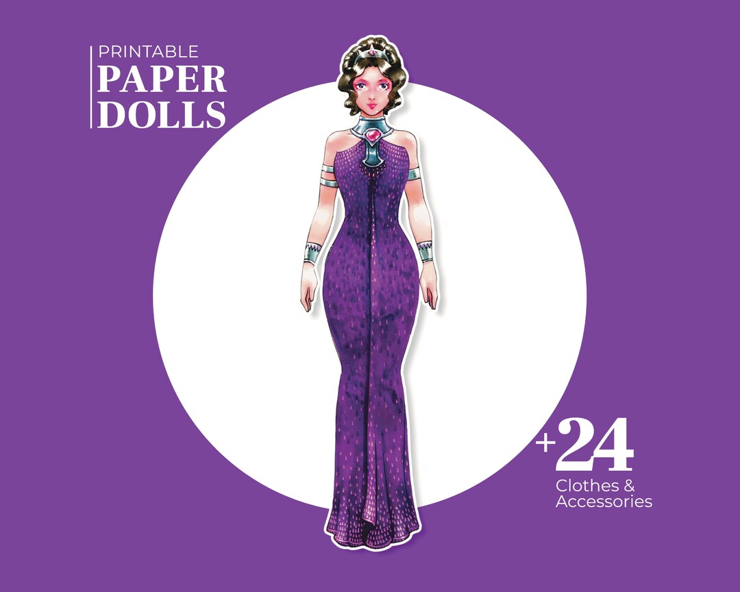 Printable Paper Doll Set With 24 Clothes and Accessories in Tabbed ...