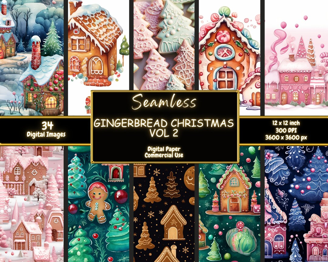 Gingerbread Christmas Vol 2 Seamless Digital Download Pink - Etsy