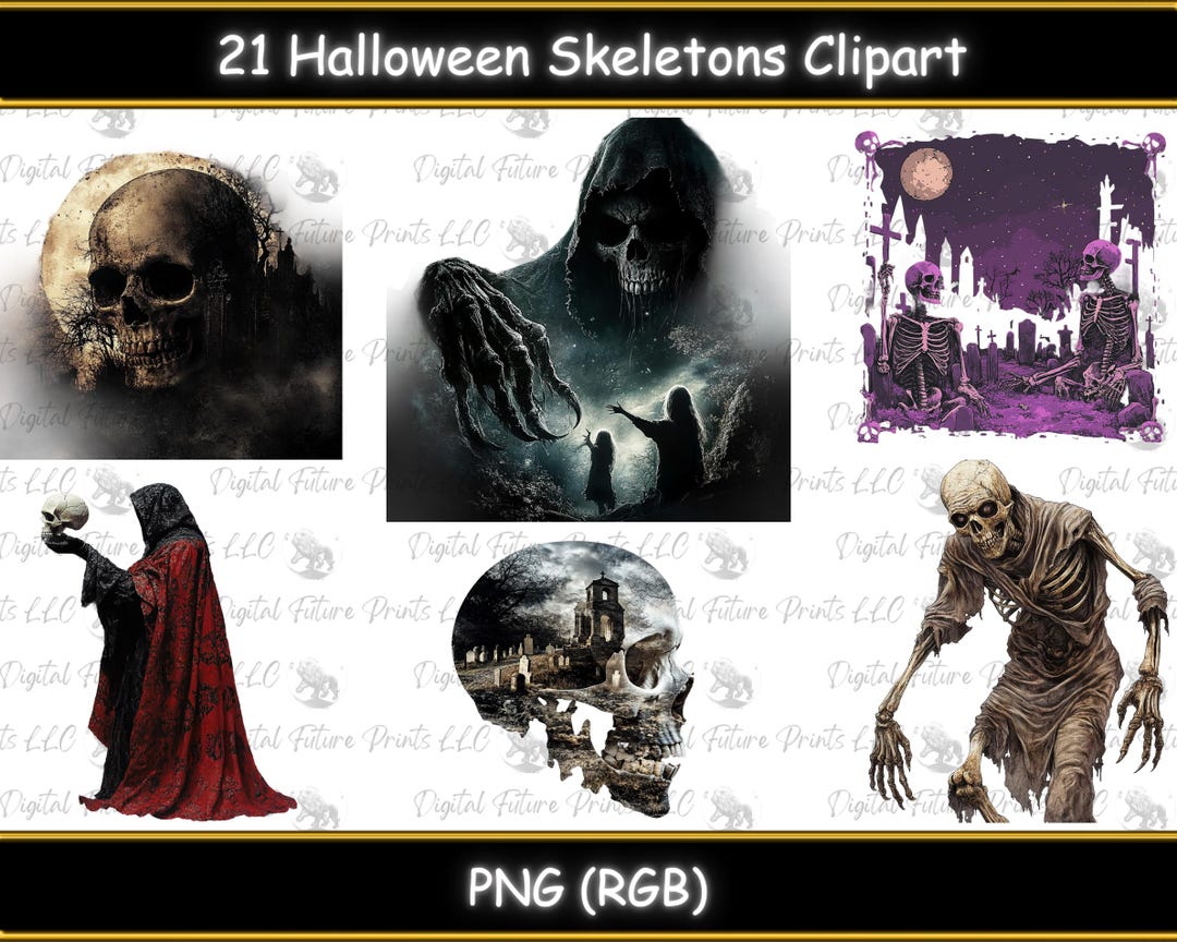 Halloween Skeletons Clipart Digital Download High Quality Prints ...