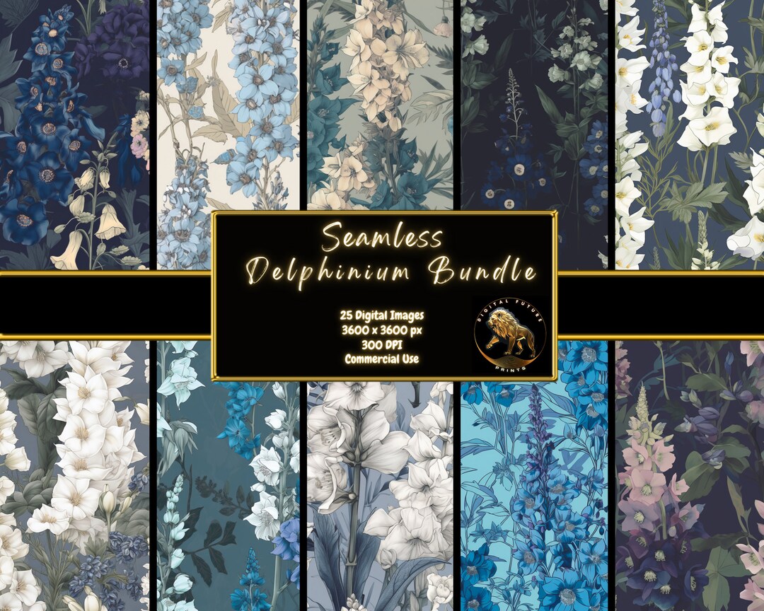 Floral Delphinium Seamless Pattern Delphinium Seamless Floral Flower ...