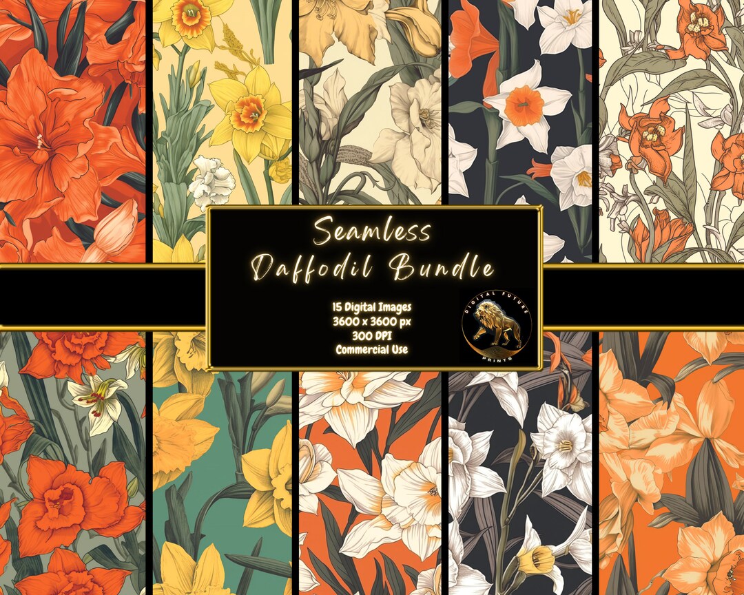 Floral Daffodil Seamless Pattern Daffodil Seamless Floral Flower ...