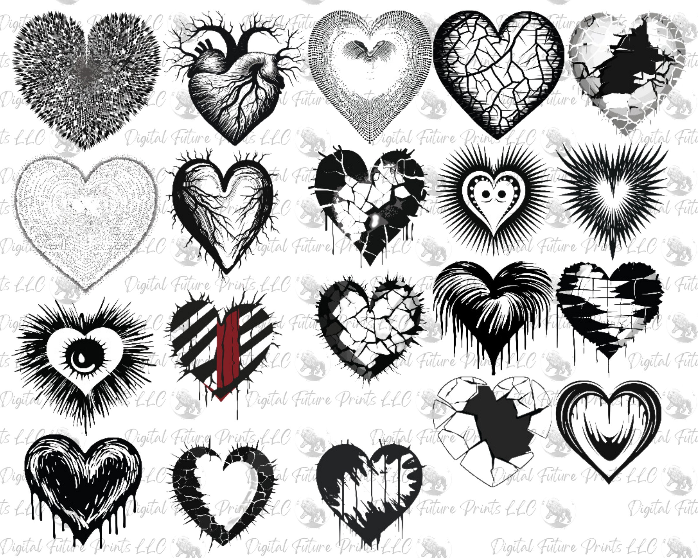 Grunge Heart SVG Bundle, Heart SVG Bundle, Sketch, Hand-drawn Heart Svg ...