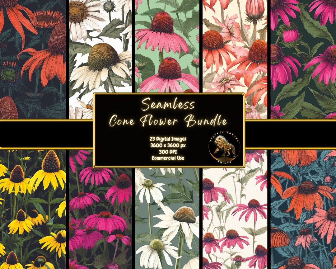 Floral Coneflower Seamless Pattern Coneflower Seamless Floral Texture ...