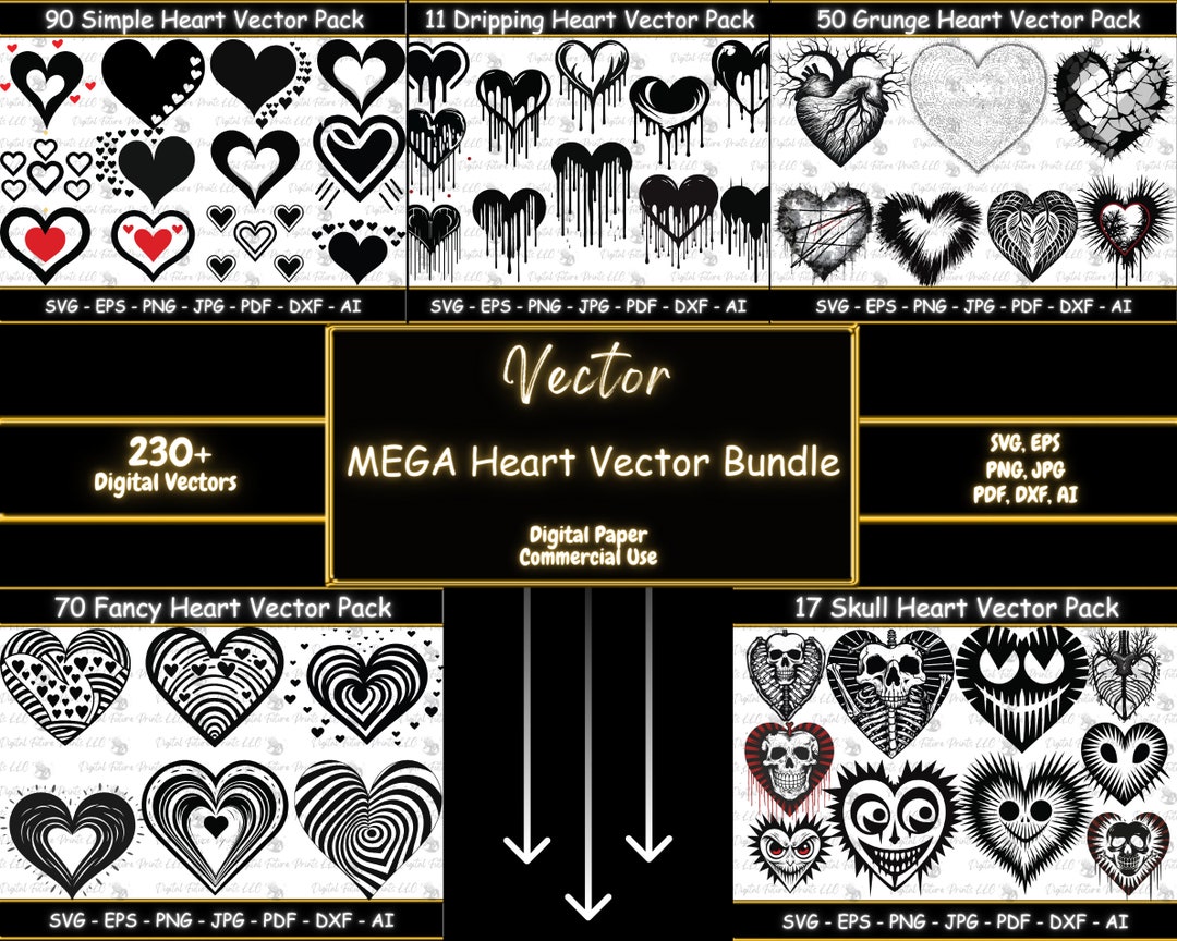 Heart Vector Bundle, Heart SVG Bundle, Sketch, Hand-drawn Heart Svg ...