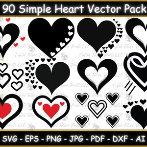 Simple Heart SVG Bundle, Heart SVG Bundle, Sketch, Hand-drawn Heart Svg ...