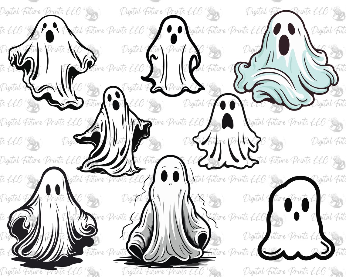 Ghost Bundle SVG Ghost SVG Halloween Svg Hand-drawn Ghost - Etsy