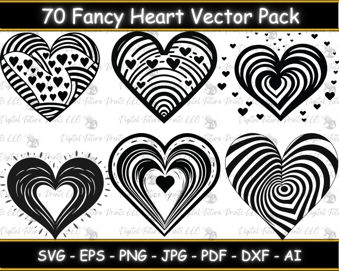 Fancy Heart SVG Bundle, Heart SVG Bundle, Sketch, Hand-drawn Heart Svg ...