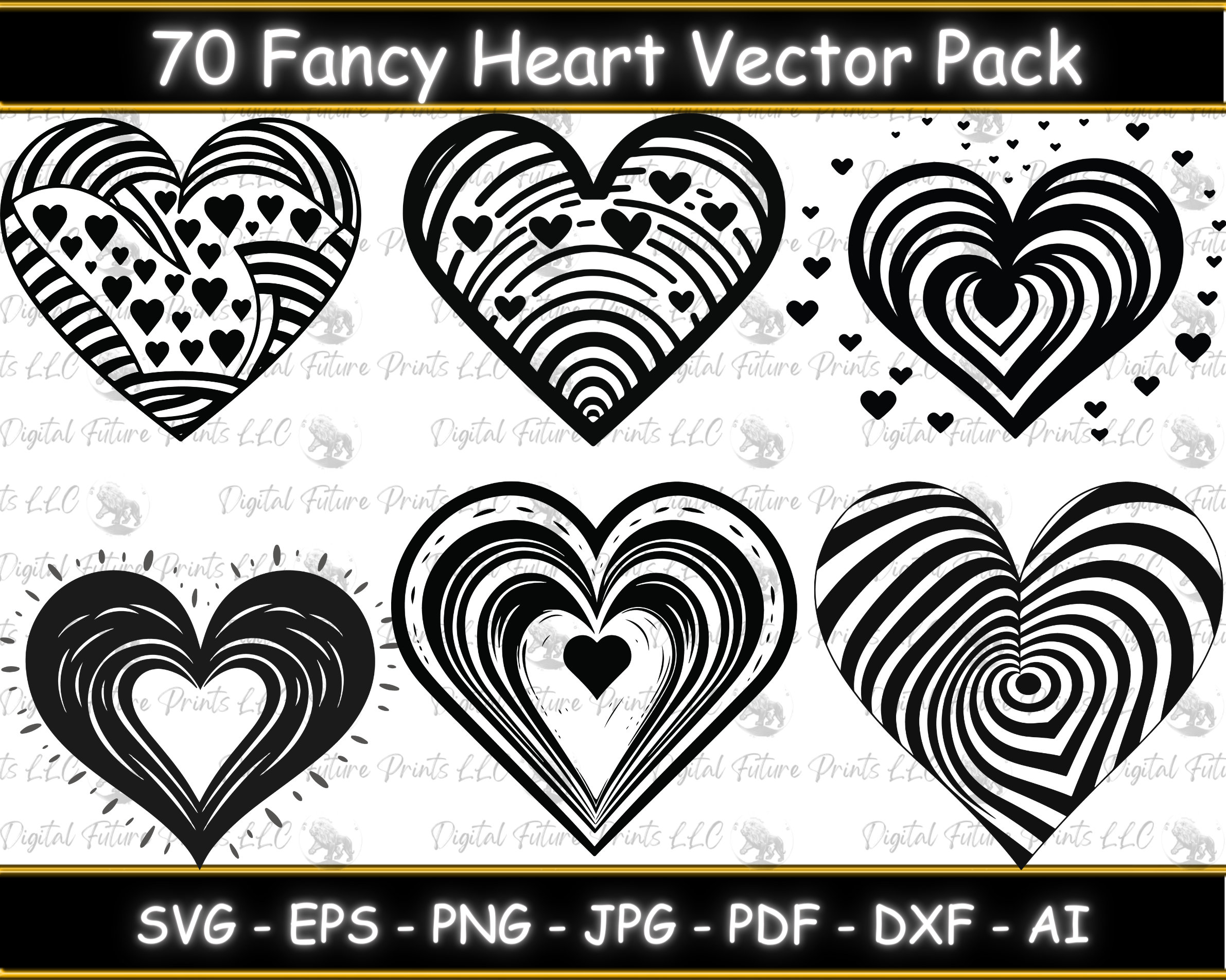 Fancy Heart SVG Bundle, Heart SVG Bundle, Sketch, Hand-drawn Heart Svg ...