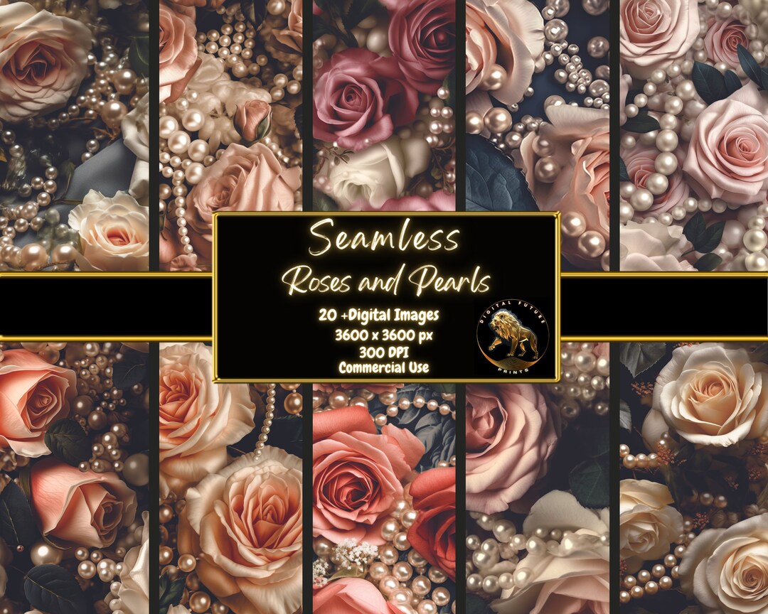 Rose and Pearls Seamless Pattern Pearls and Flower Pattern Seamless ...