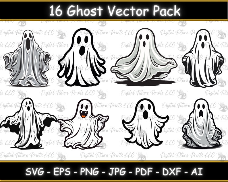 Ghost Bundle SVG Ghost SVG Halloween Svg Hand-drawn Ghost - Etsy